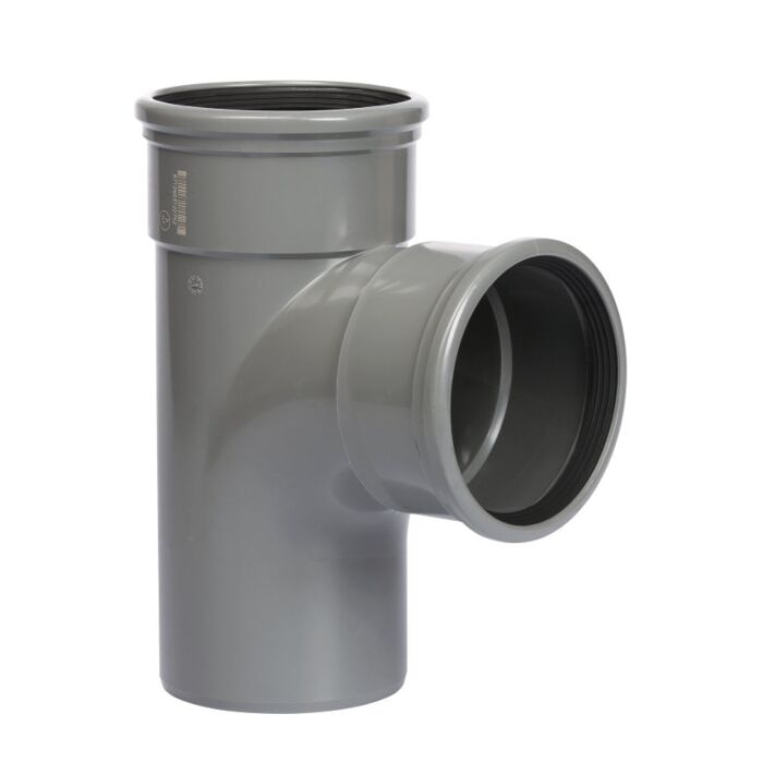 PVC T-stuk 90° 2x manchet x spie 110 mm